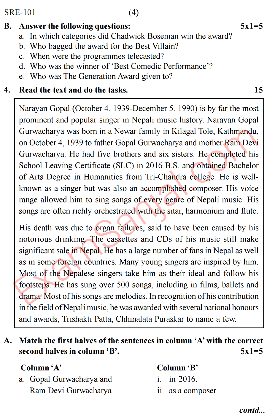 SEE Exam 2076 Important Model Questions English - Exam Sanjal