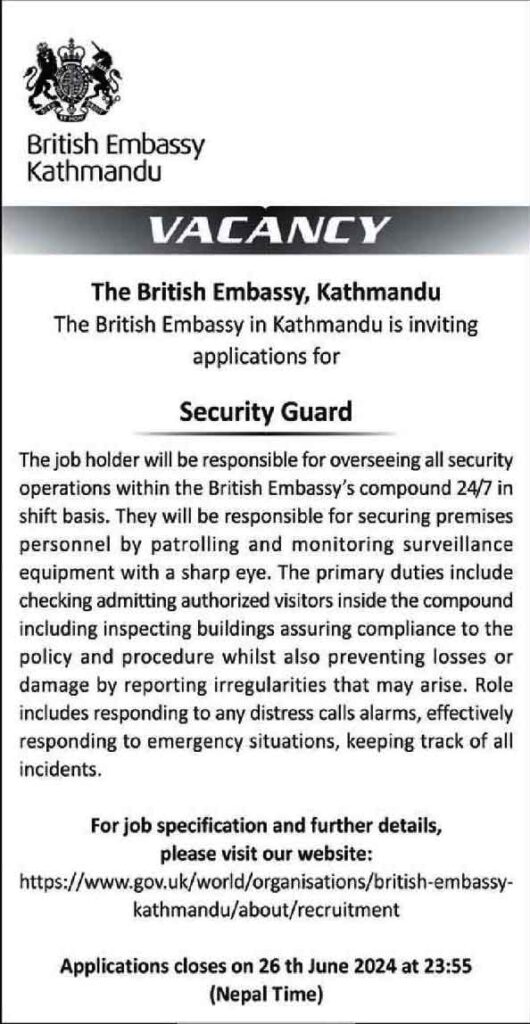British Embassy Kathmandu Nepal Job Vacancy Apply UK British Embassy ...