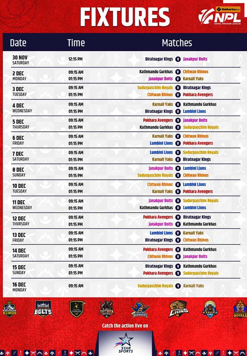 NPL Nepal Premier League 2081 Schedule Game 2024 Date Time Venue