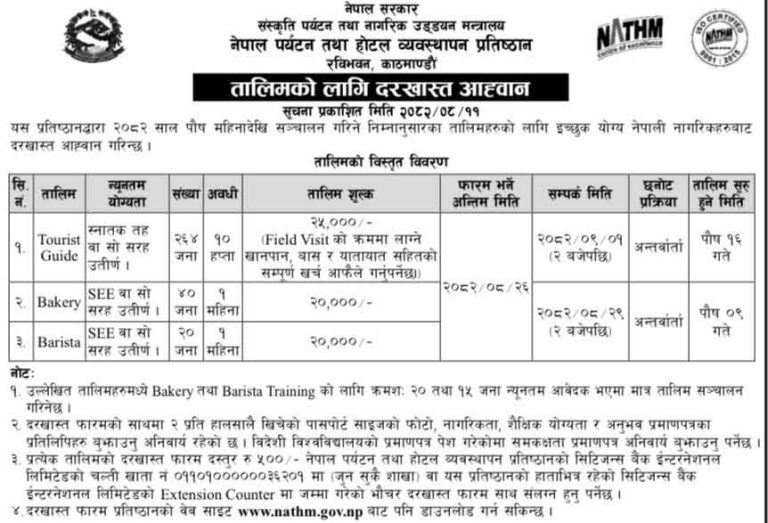 NATHM Opens Training Application for Tourist Guide, Bakery & Barista ...