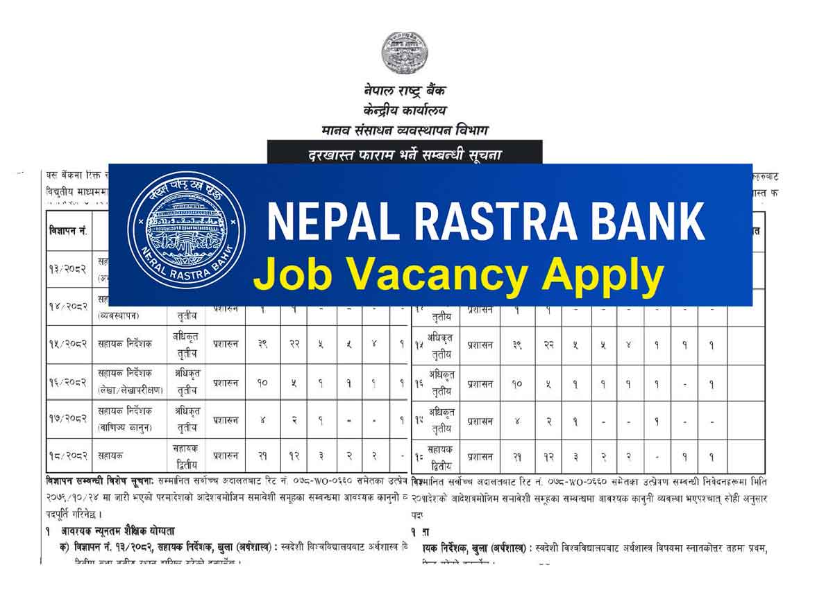 NRB Job Vacancy Nepal Rastra Bank Career Opportunity Nrb Org Np Apply ...
